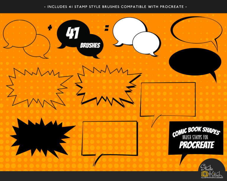 Comic Book Shapes Brushes For Procreate Studio Kitsch