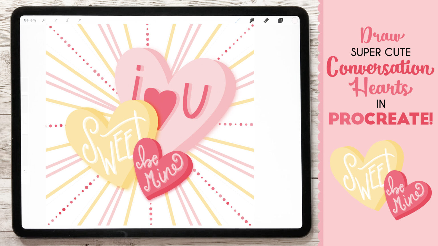 How to Draw Conversation Hearts in Procreate - Studio Kitsch