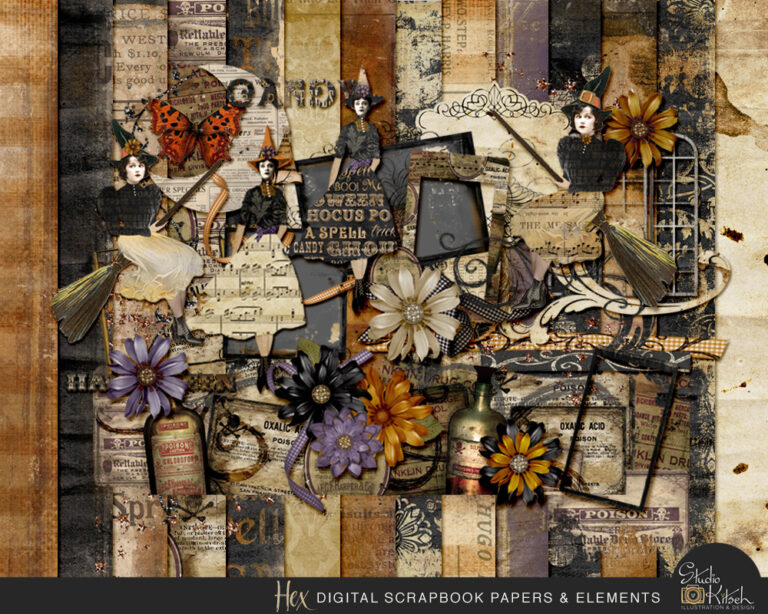 Hex Vintage Digital Scrapbook Kit - Studio Kitsch
